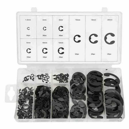 TILIYHELLO 300 Pack E-Type Circlips - 9 Sizes - Metal Retaining Ring ...