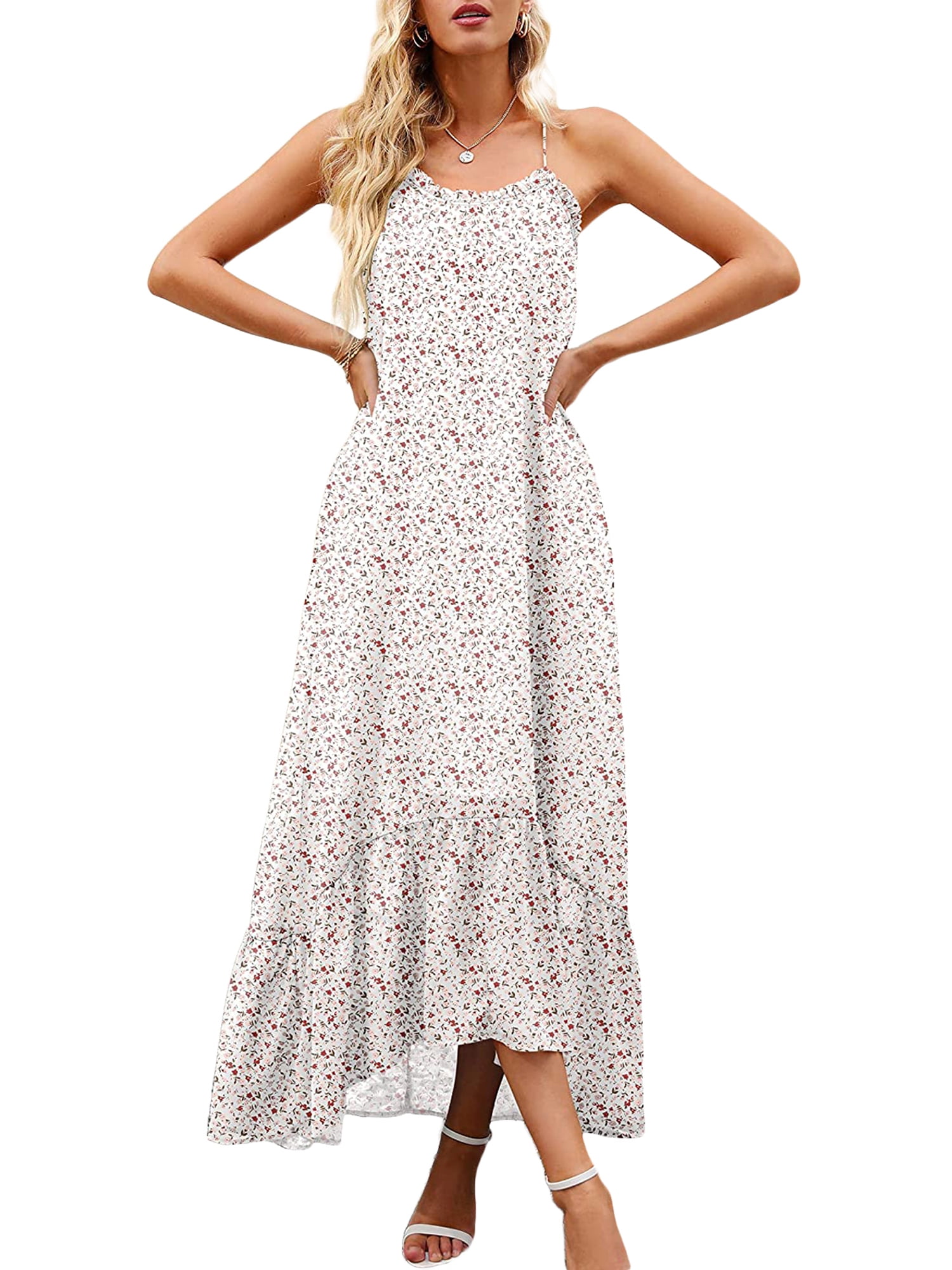 Seyurigaoka Women's Summer Sleeveless Boho Dress Floral Patterns ...