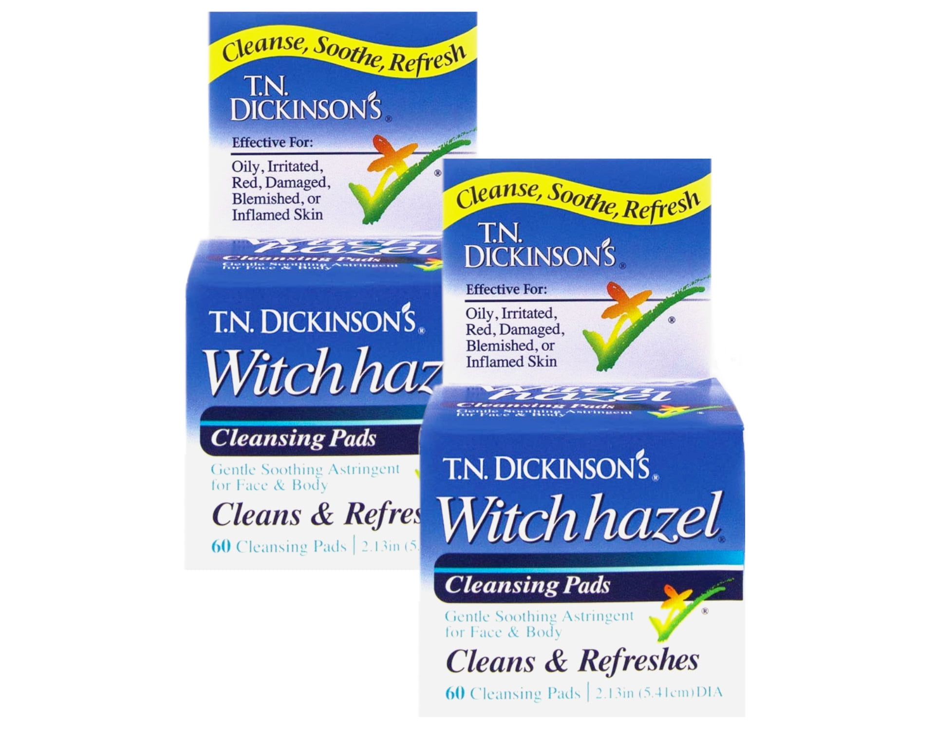2 Pack T.N. Dickinson's Witch Hazel Cleansing Pads for Face and Body ...