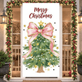 Christmas Tree Design Christmas Banner Pink Bow Holiday Backdrop Gold ...