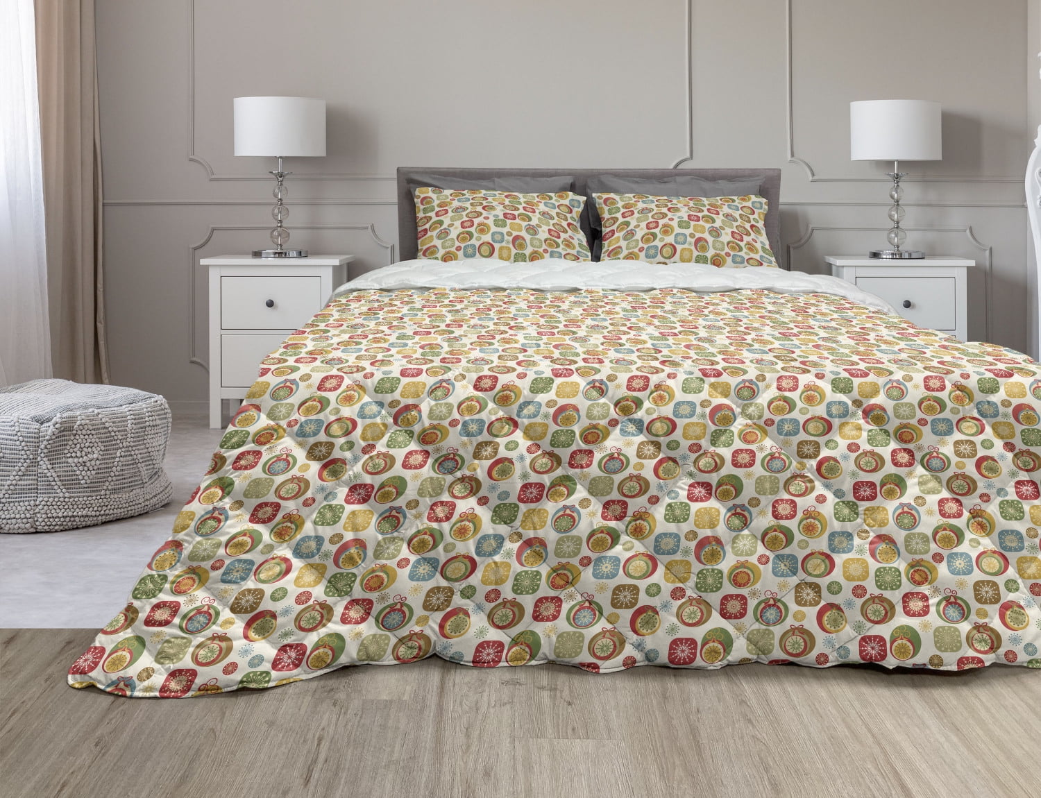 Christmas Comforter & Sham Bedding Set, Holiday Celebration Theme ...