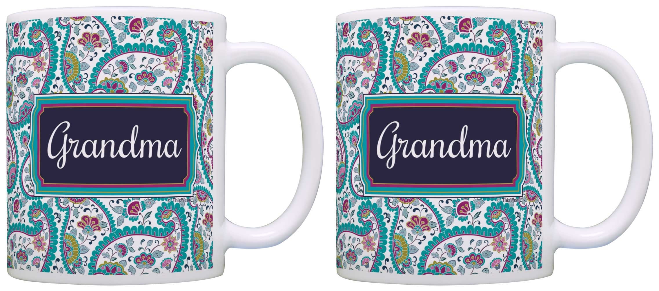 ThisWear Grandma Mug Set Grandma Paisley Mugs for Grandma Grandmother ...