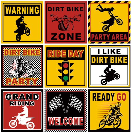 9 Pieces Dirt Bike Party Sign Motorcycle Party Decorations Dirt Bike ...