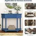 Blue Console Table with Drawer, Narrow Entryway Table with Embossed ...