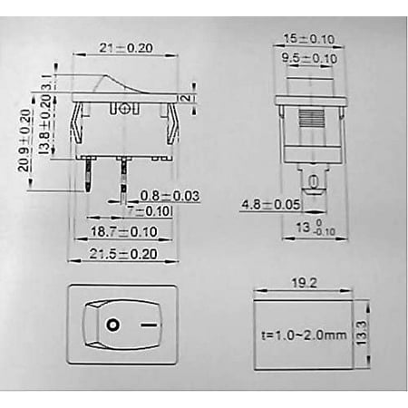 Rocker Switch, Mini Boat Switch 10A/125V, 6A/250V SPST Press Button ...
