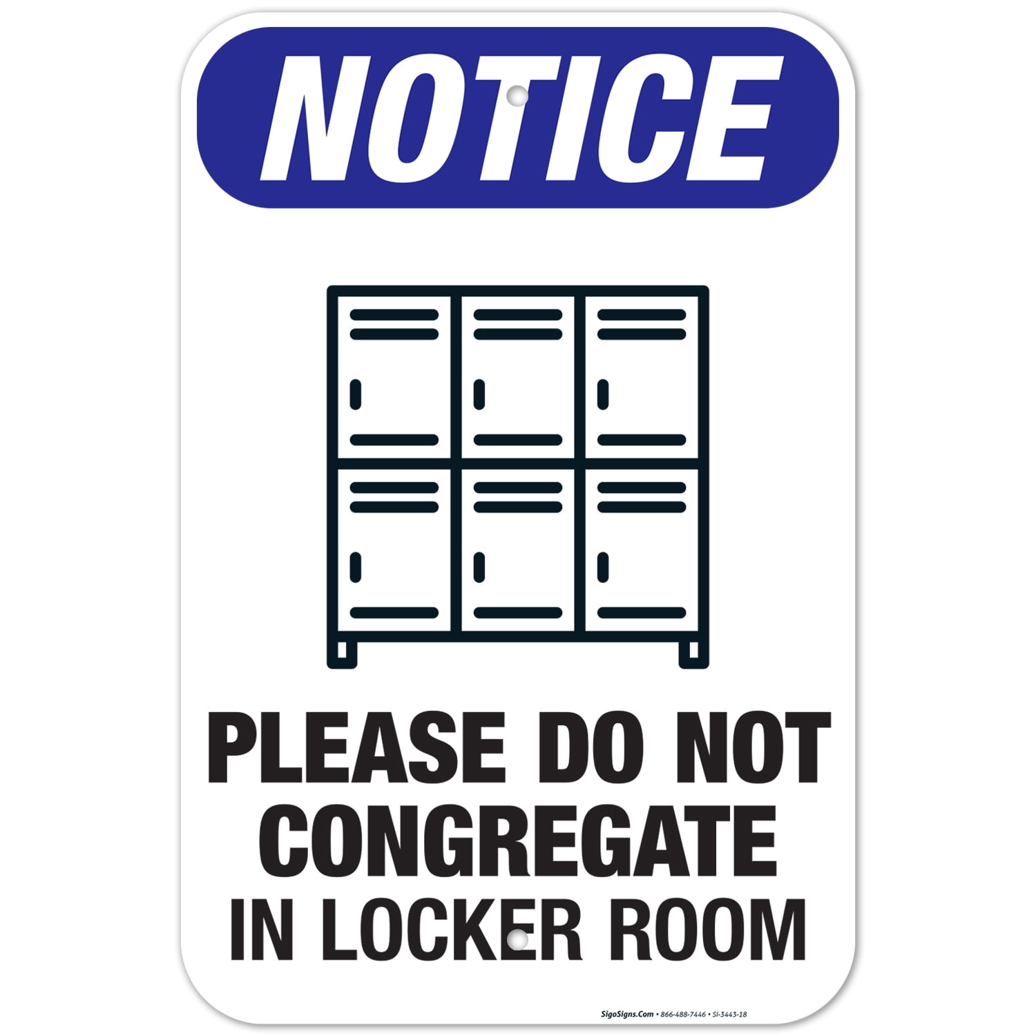 Social Distancing Sign, Please Do Not Congregate In Locker Room, 12x18 ...