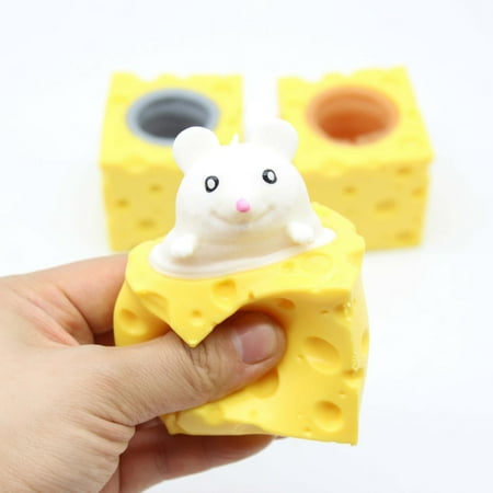 Squeeze Cheese Mice Toy Stress Relief Squeeze Toy Squish Cheese Mouse ...