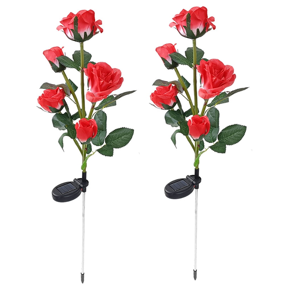 Solar Lights Outdoor Rose Flower, 2 Bundles Solar Powered Garden ...