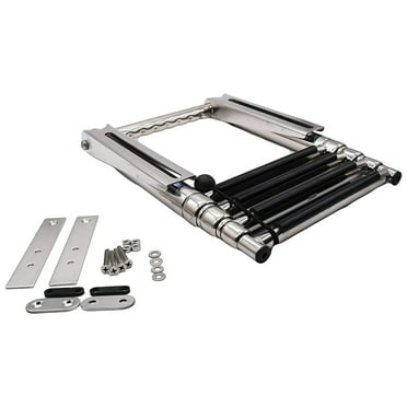 BENTISM 4-Step Adjustable Dock Ladder, Aluminum, 30-38in Height, Dual ...