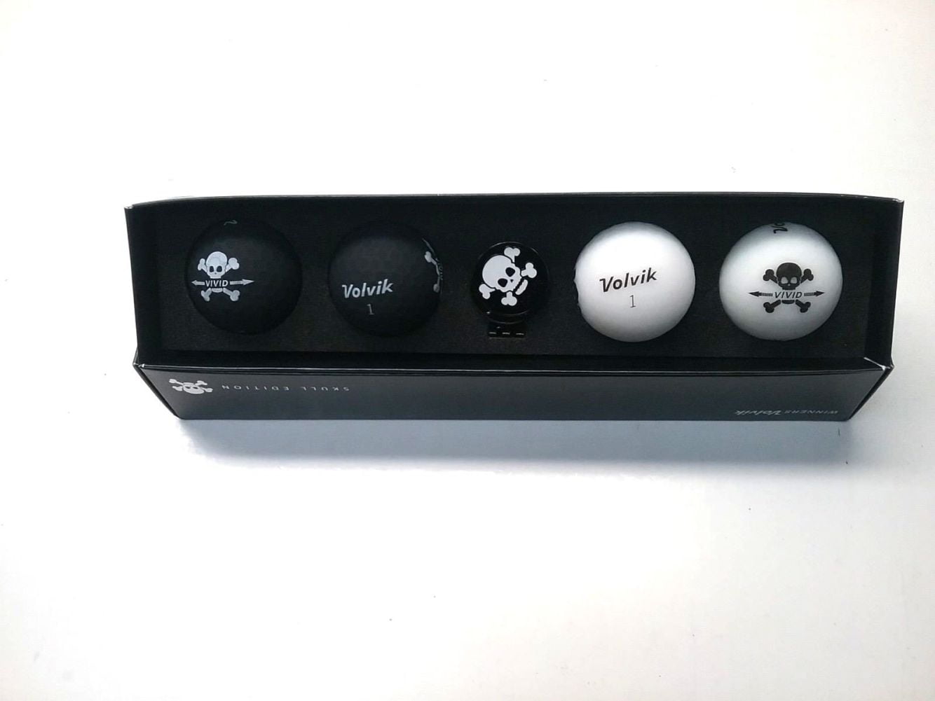 Volvik Vivid Skull Edition Golf Balls (4pk, Black & White) w/ Ball ...