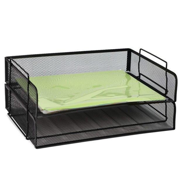 Pro Space Stackable File Trays Metal Mesh Desk Organizers for Home ...