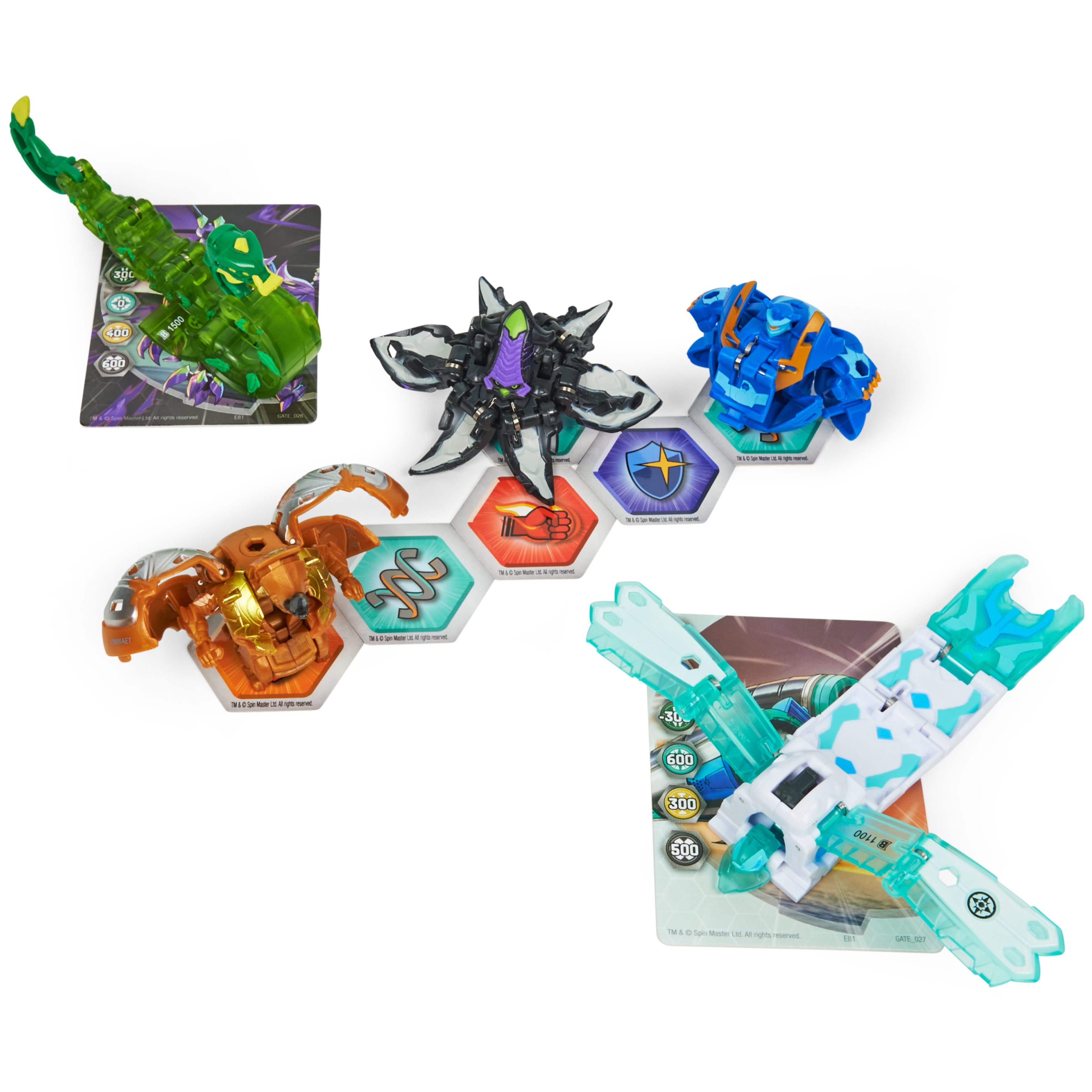 Buy Bakugan Geogan Brawler 5-Pack, Exclusive Montrapod and Insectra Geogan and 3 Bakugan ...