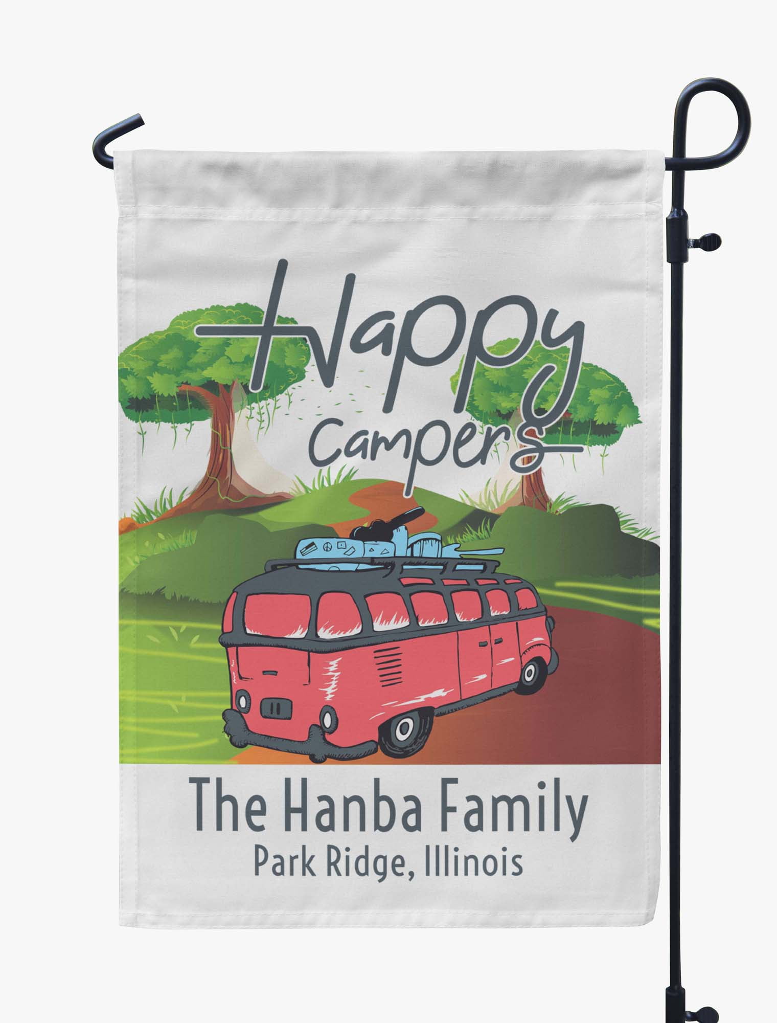 Printtoo White Happy Campers Caravans Camping Flags Personalized ...