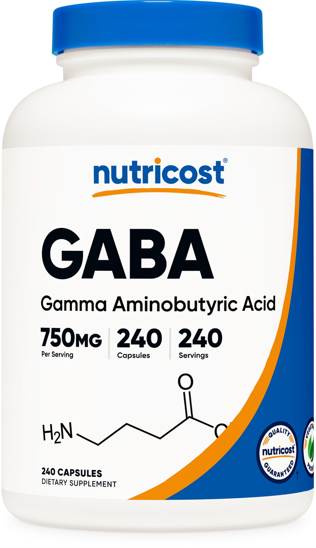 Nutricost GABA (Gamma Aminobutyric Acid) 750mg, 240 Capsules - Non-GMO ...