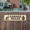 A rectangular aluminum sign "GARAGE RULES" for home decorative signs ...