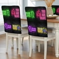 Art Gaming Icons Chair Back Covers Set of 8 Multi Panel Neon Letter ...