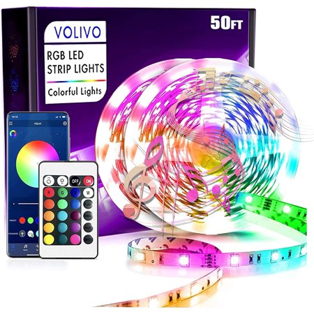 Volivo Led Strip Lights for Bedroom 25ft, Flexible RGB Led Lights for ...