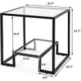 COSVALVE Modern Black Square End Table Nightstand with Glass Top, Shelf ...