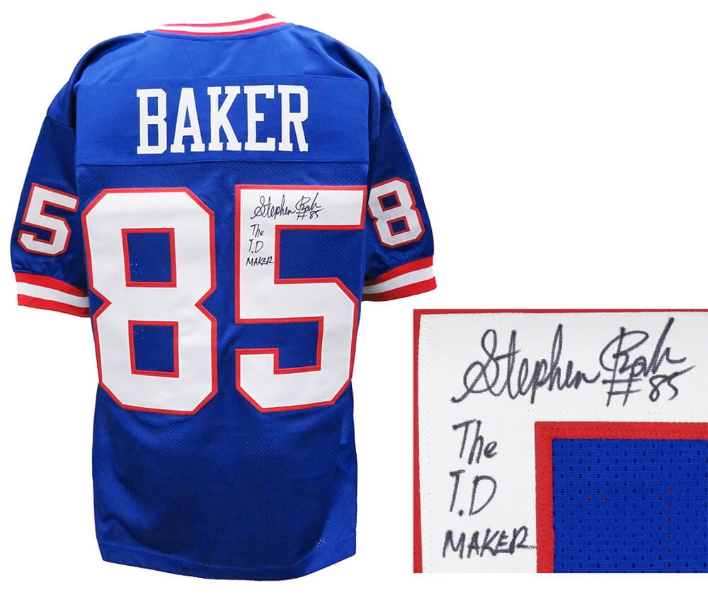 Stephen Baker Signed Blue Throwback Custom Football Jersey w/The T.D ...