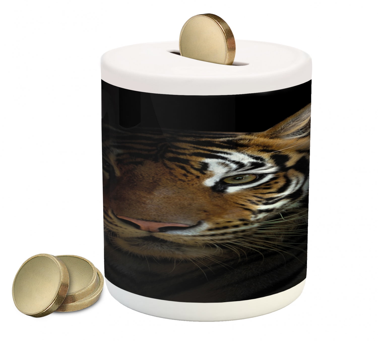 Tiger Piggy Bank, King of Sundarbans in a Dark Environment Mild ...