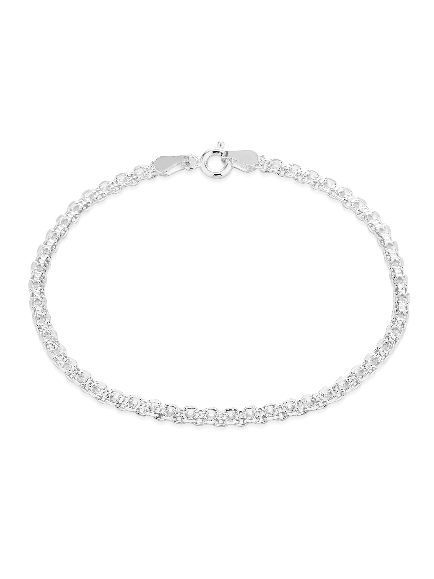 Sterling Silver Diamond Cut Bismark Chain Bracelet 7.5 Inches - Walmart.com