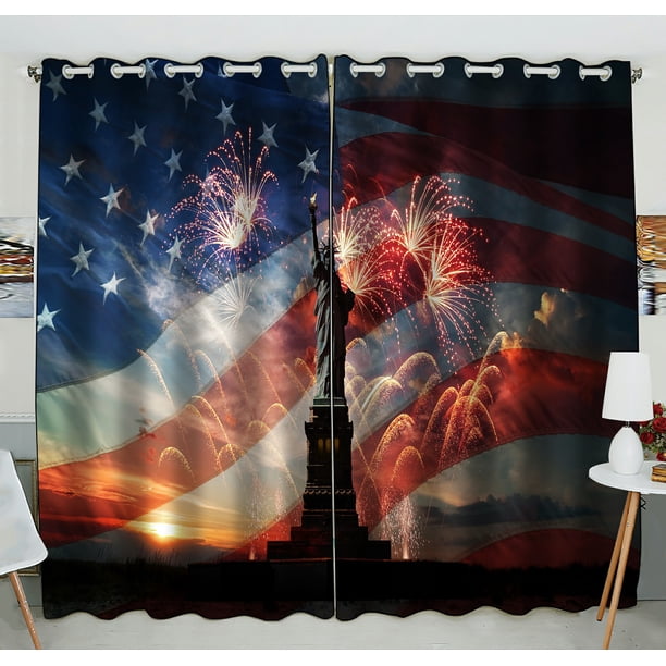 EREHome Statue of Liberty on the flag usa sunrise and fireworks ...