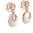 Gold Plated Rhinestone Enamel Round Shape Hollw-out Dangle Earrings for ...