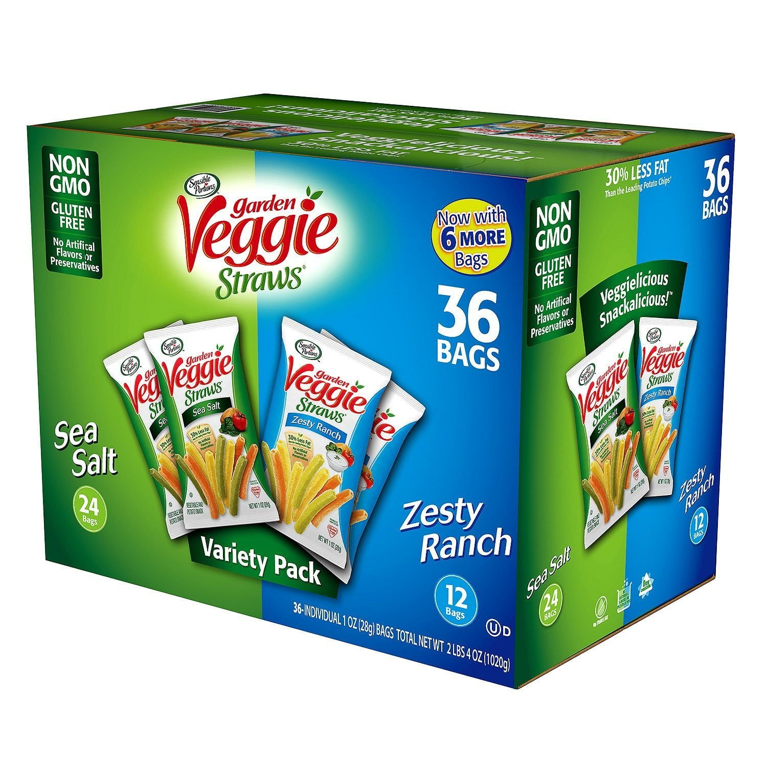Sensible Portions Garden Veggie Straws, Variety Pack, 1 Oz, 36 Ct ...