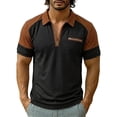 Ceisia Men's Waffle Knit Color Block Quarter Zip Shirt Stand Collar ...