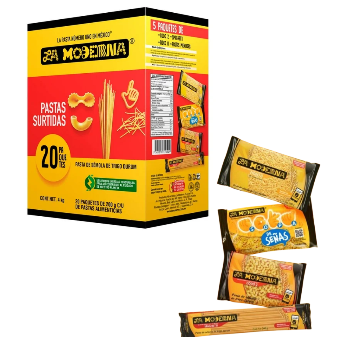 Pasta La Moderna Surtida 20 pzas de 200 g | Walmart en línea