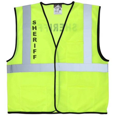 MCR Safety MCR-VCL2MLSHFL Hi Vis Reflective Sheriff Safety Vest, Lime ...