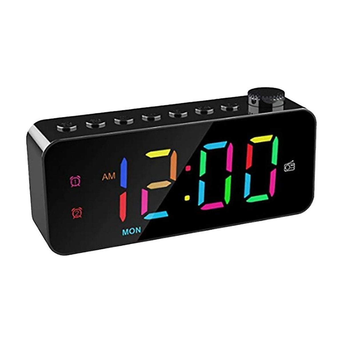 Radio despertador digital RGB, alarma dual con modo de día laborable/fin de semana, función de ...