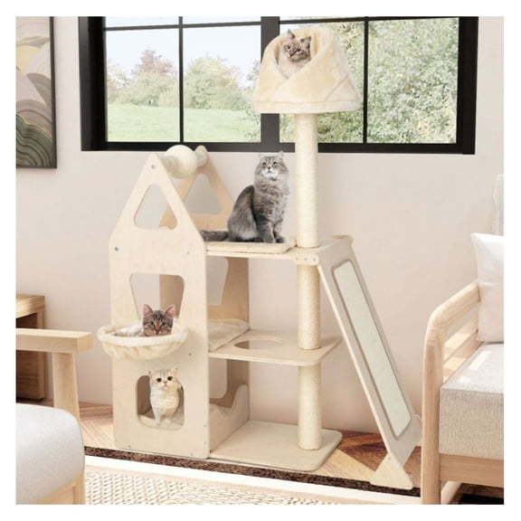 Cat Tree with Sisal Scratching Posts - Multi-Level Cat Tower for Indoor ...