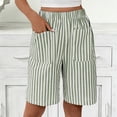 Asgosdo Women Summer Bermuda Shorts High Waisted Striped Wide Leg ...