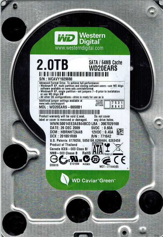 Western Digital WD20EARS-00S8B1 2TB DCM: HBRNHT2AAB - Walmart.com