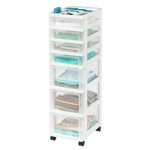 Iris Usa 7 Drawer Storage Cart With Organizer Top White