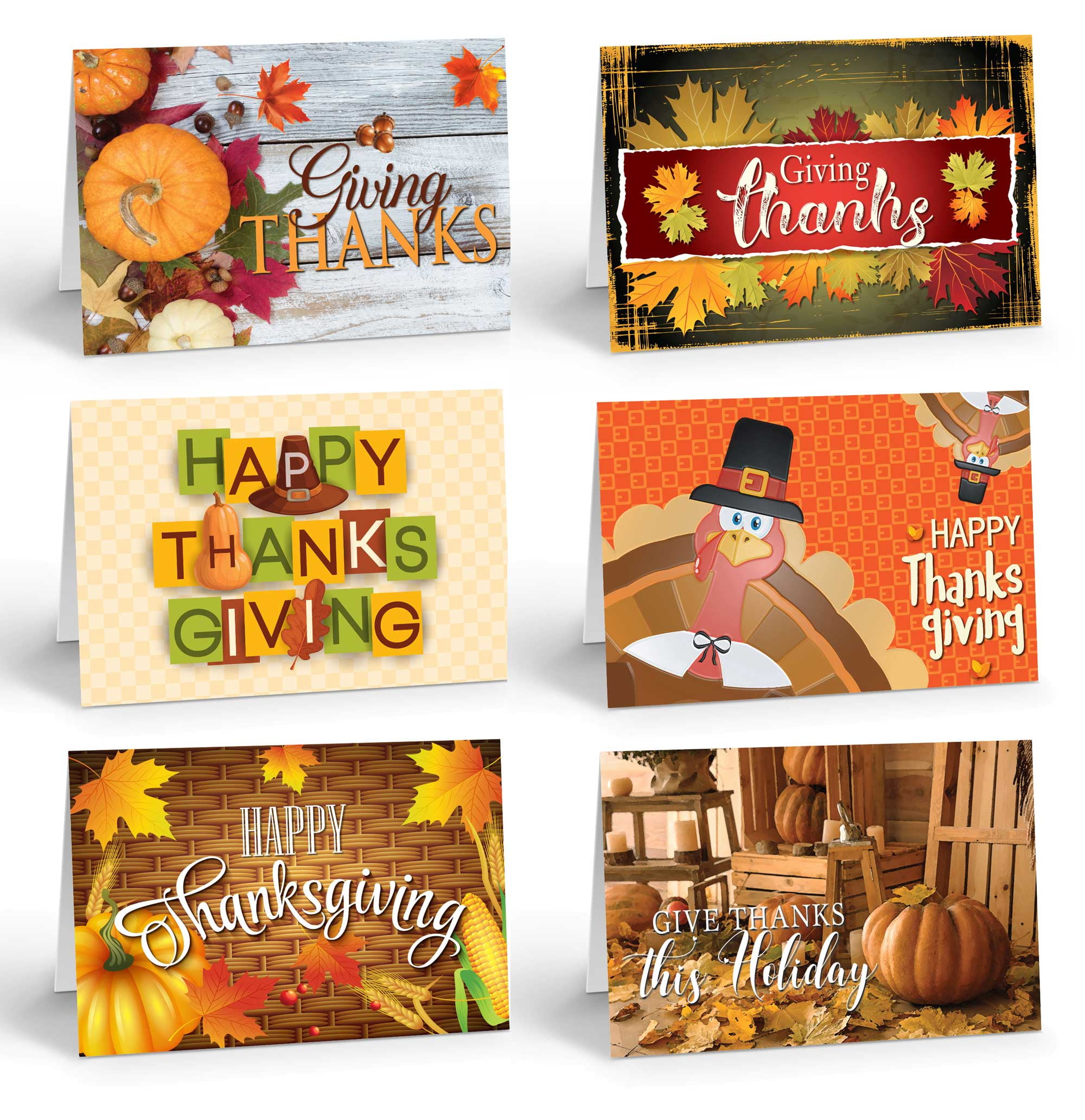 Assorted Thanksgiving Day Cards - 12 Cards and Envelopes - B16106 ...