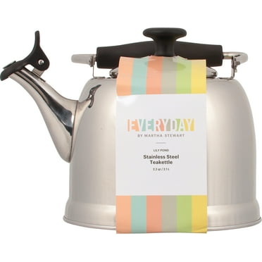 Martha Stewart Everyday Lily Pond Linen 2.2-Quart Stainless Steel Tea ...