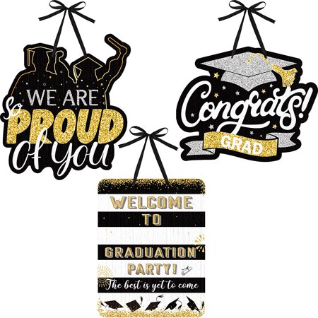 3 Pieces Graduation tions Congrats Grad Wood Hanging Signs Graduation ...