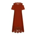Tkycmsuaki Plus Size Long Dress For Women Lace Cold Shoulder Prom Dress Slim Fit Short Sleeve