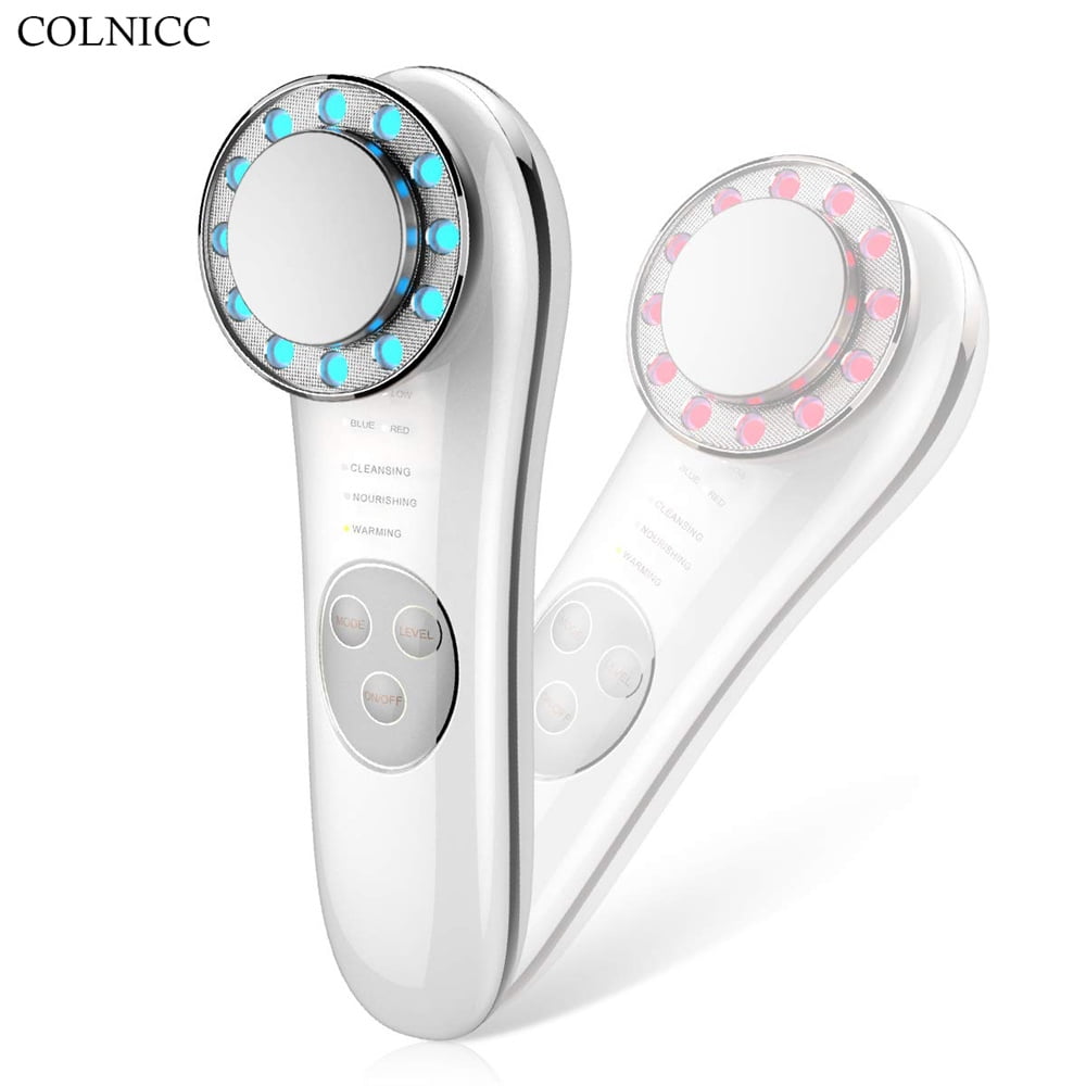 FNNMNNR Face Massager 7 in 1 Skin Care Tools Red and Blue Light Therapy ...