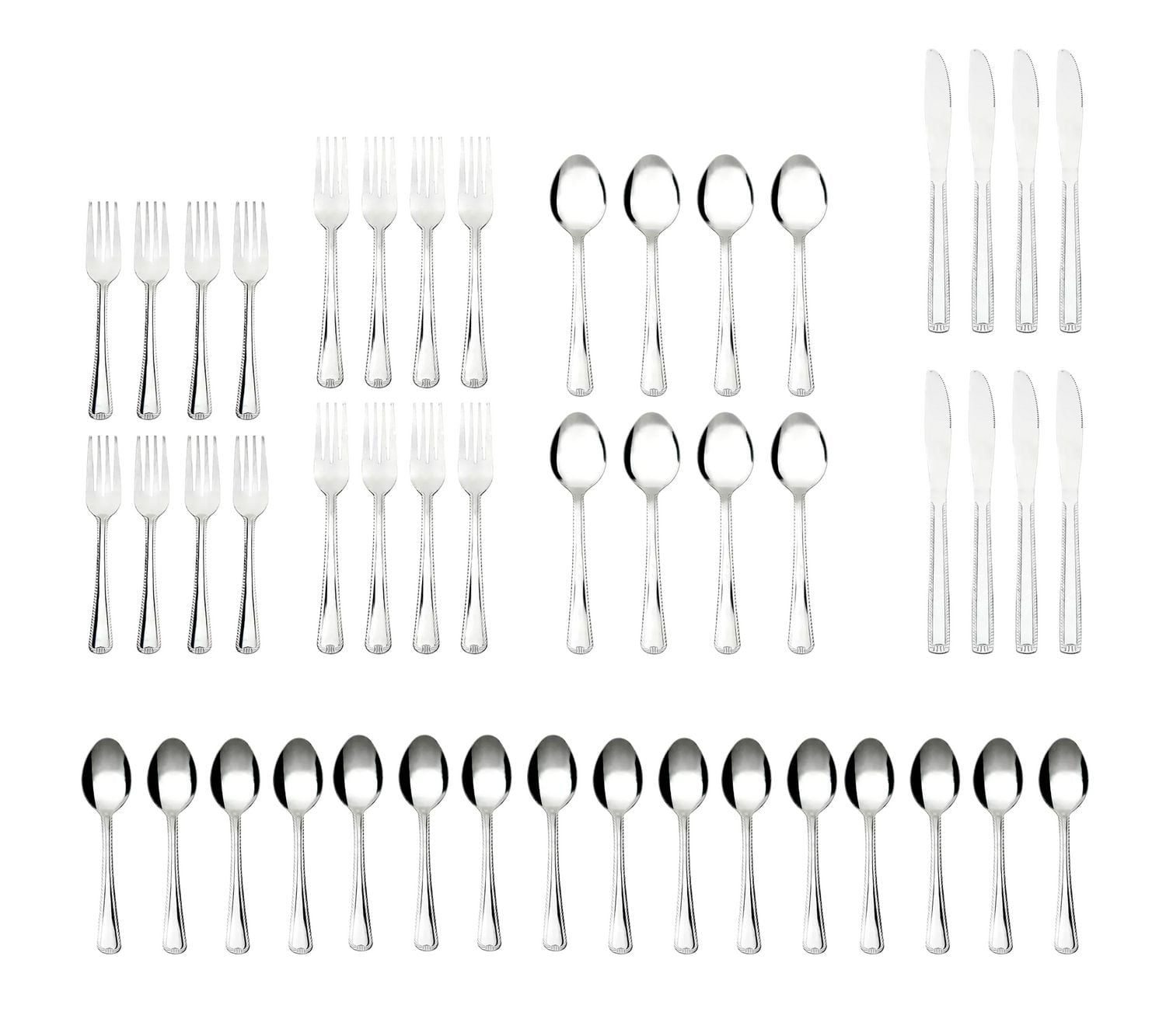 Mainstays 49 Piece Lace Stainless Steel Flatware Set with Organizer, 48 ...