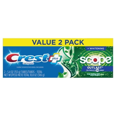 Crest + Scope Outlast Whitening Toothpaste, Long-lasting Freshness ...