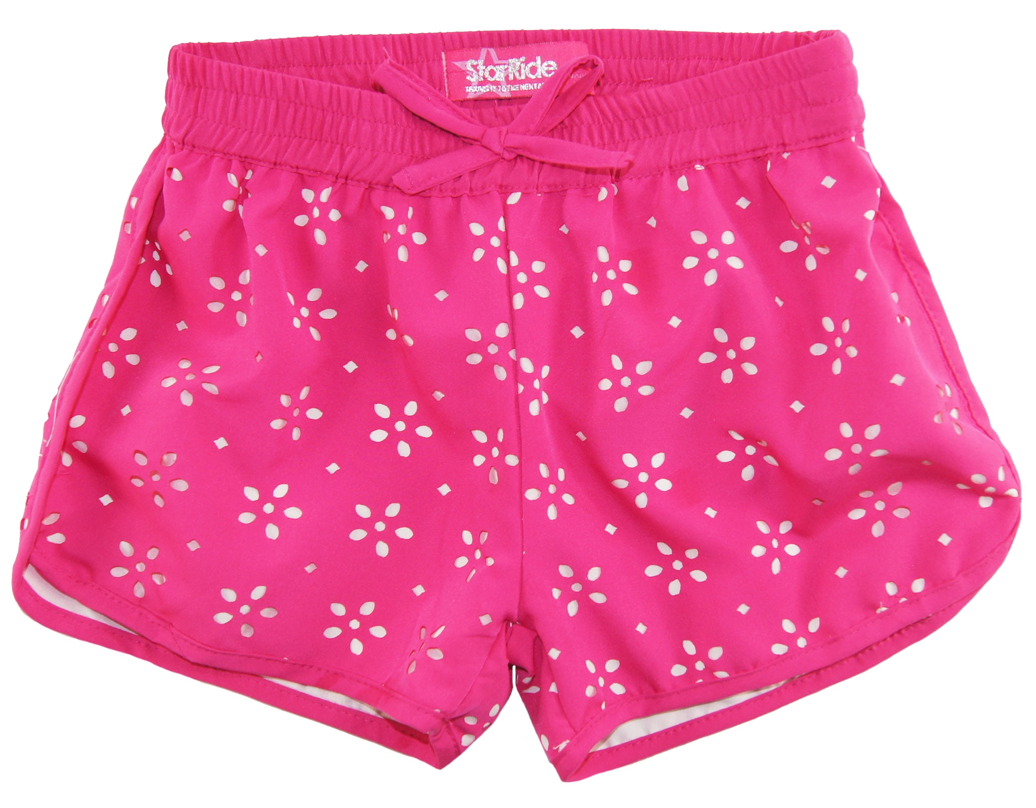 Star Ride Little Girls' Elastic Waist Fully Lined Eyelet Shorts ...