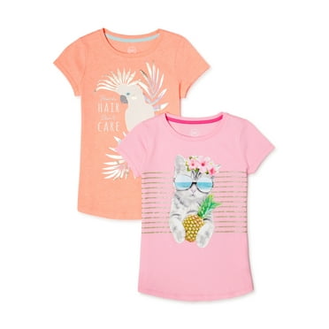 Assorted Cotton T-Shirts, 4 Pack (Toddler Girl) - Walmart.com