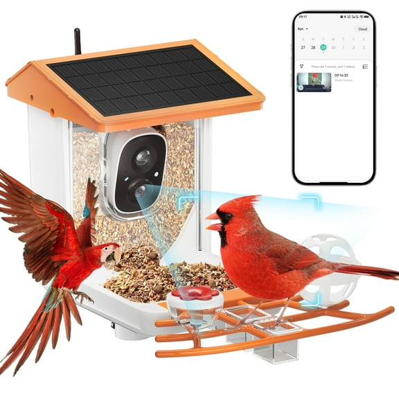 Smart Bird Feeder with Camera, AI Auto-Capture & Motion Detection, 5W ...