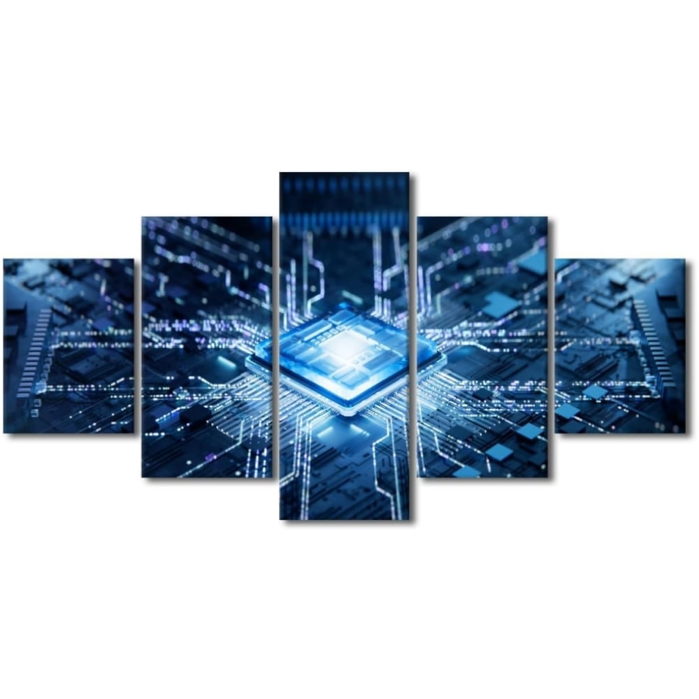 TISHIRON 5PCS Framed Technology Theme Canvas Wall Art Set,60"x32 ...