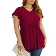 Cueply Plus Size Summer Tops for Women Short Sleeve V Neck Casual ...