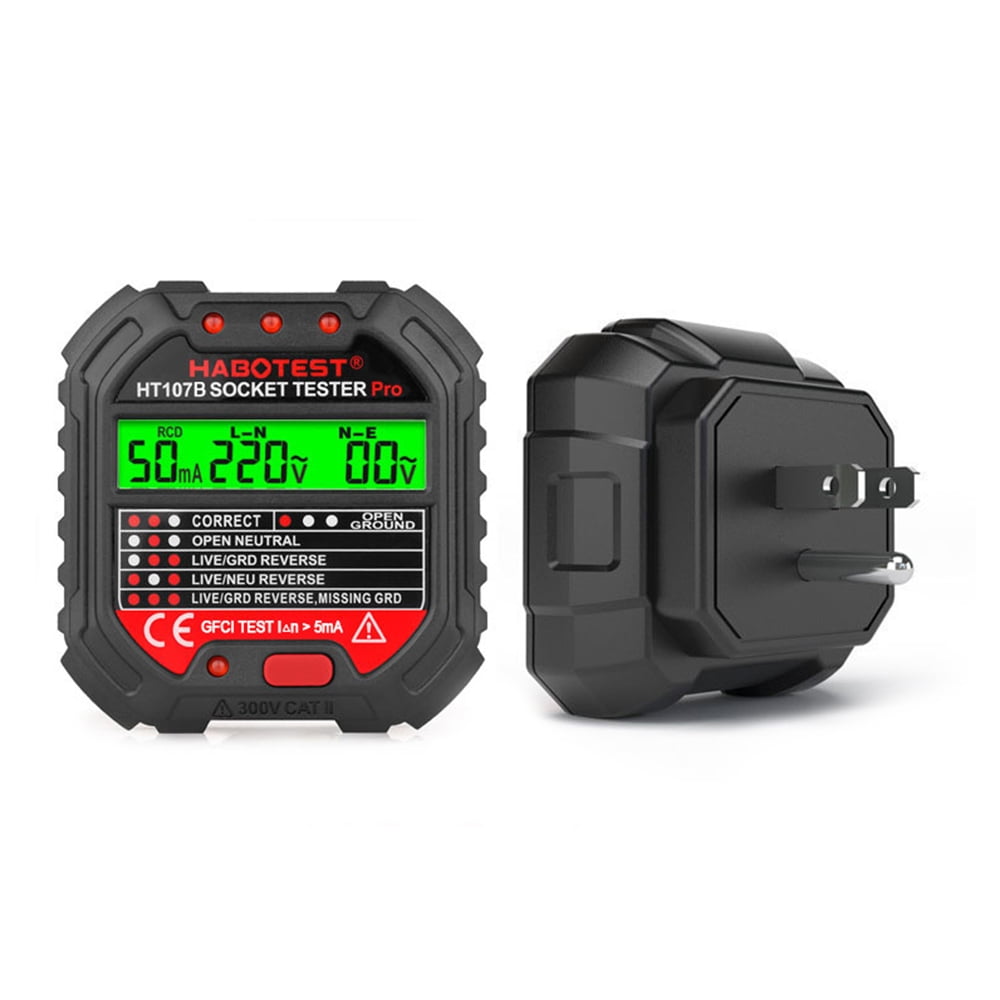 Diymore HT107 Electric Outlet Socket Tester RCD Test Circuit Polarity ...