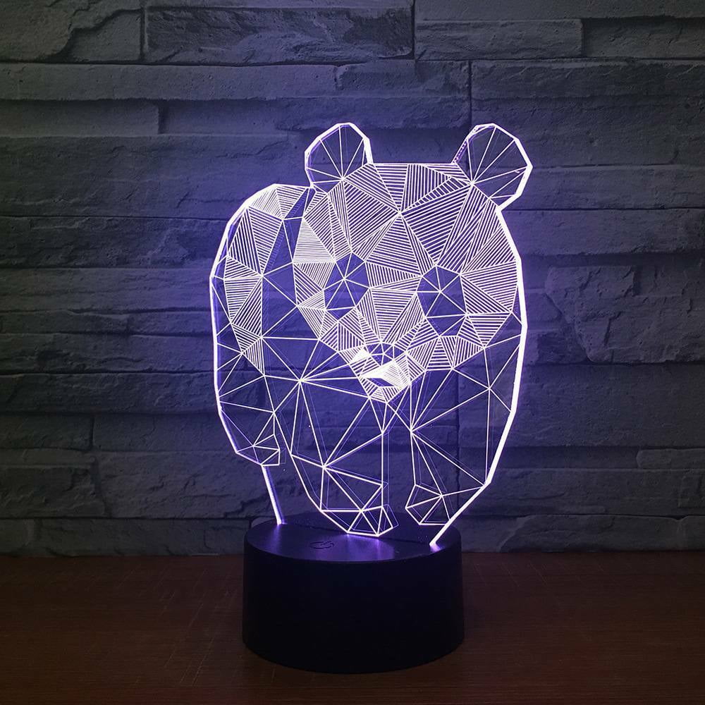 7 Color Change 3D Changing Colors Cute Panda Night Light LED Desk Lamp ...